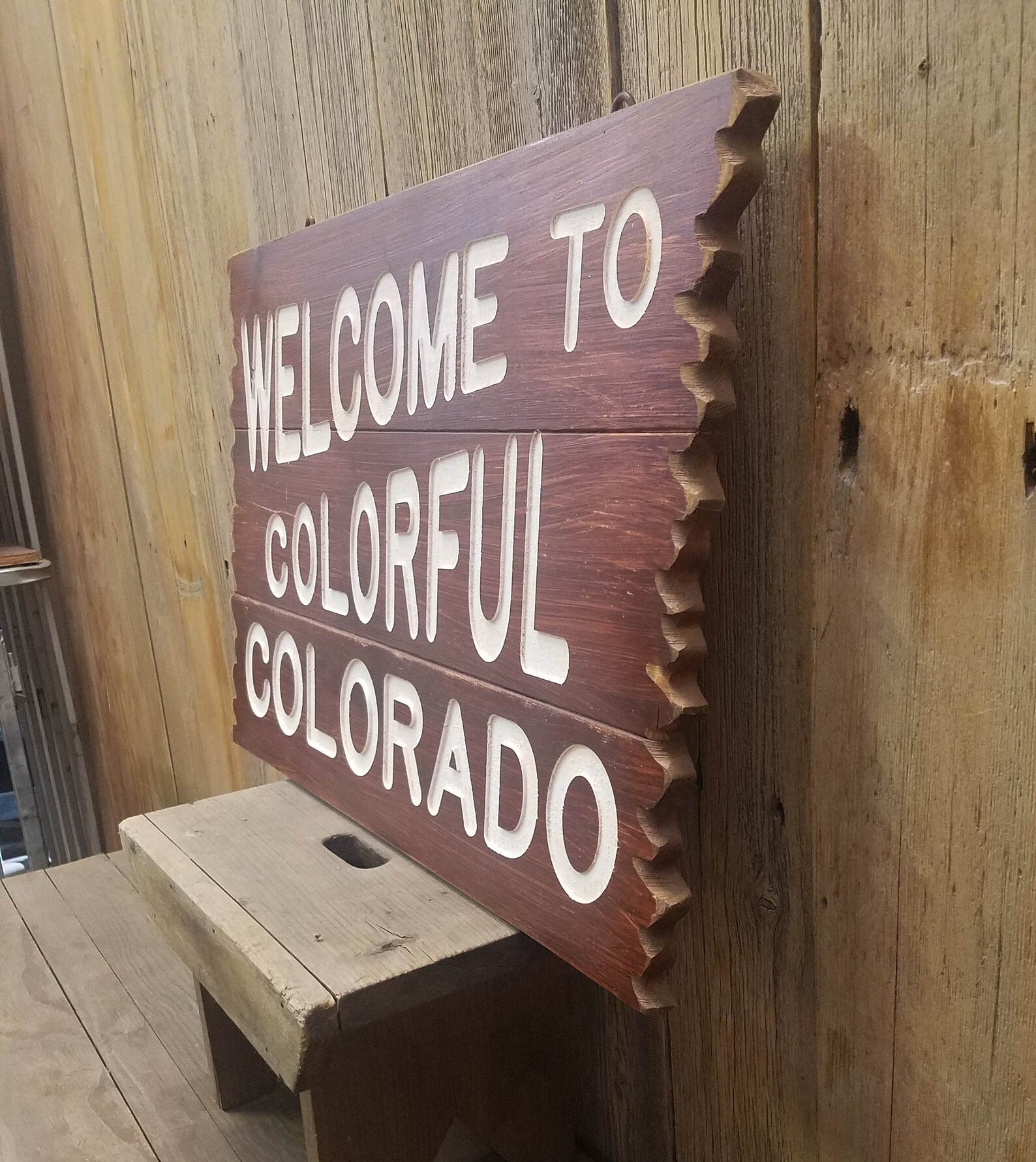 Large Welcome to Colorful Colorado Carved Rustic Wood Sign - Etsy