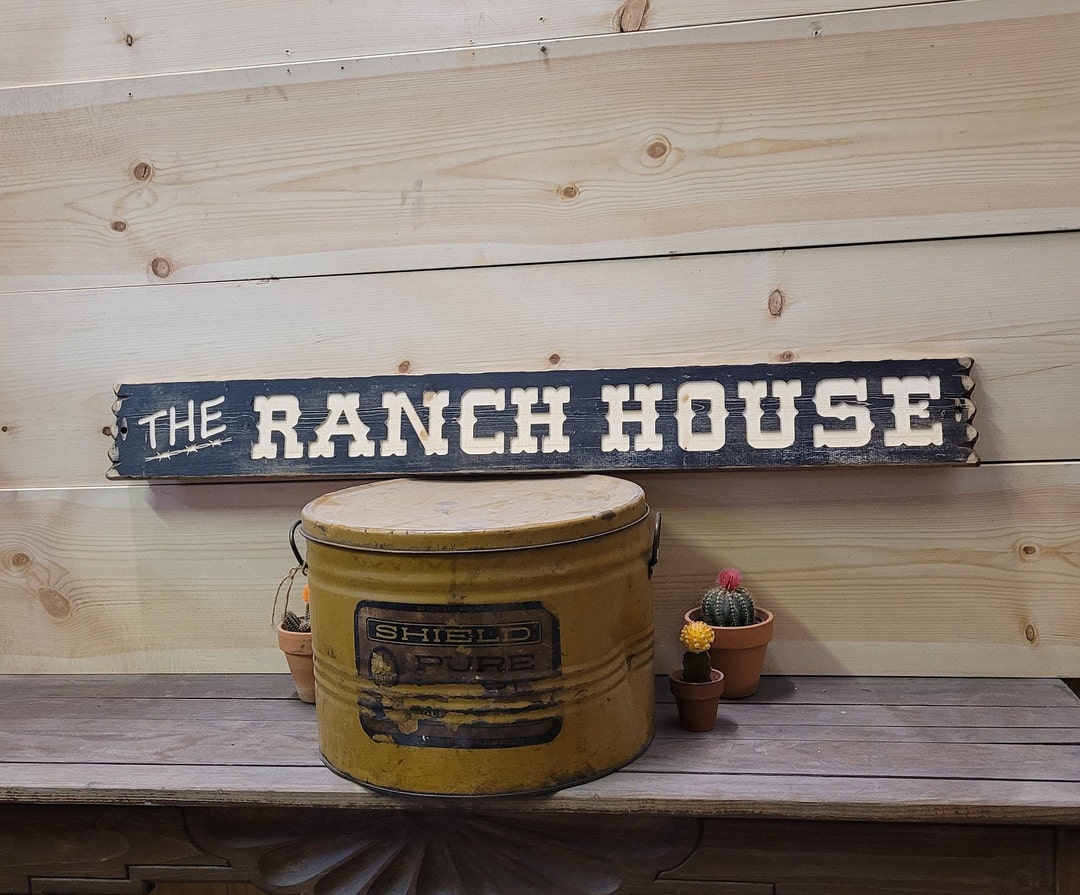 THE RANCH HOUSE, Rustic Carved Wood Sign, Western Décor, Bunk House ...
