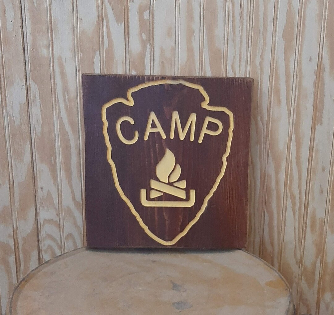 Campfire Icon/carved Rustic Wood Sign/recreational/cabin/lodge/décor ...