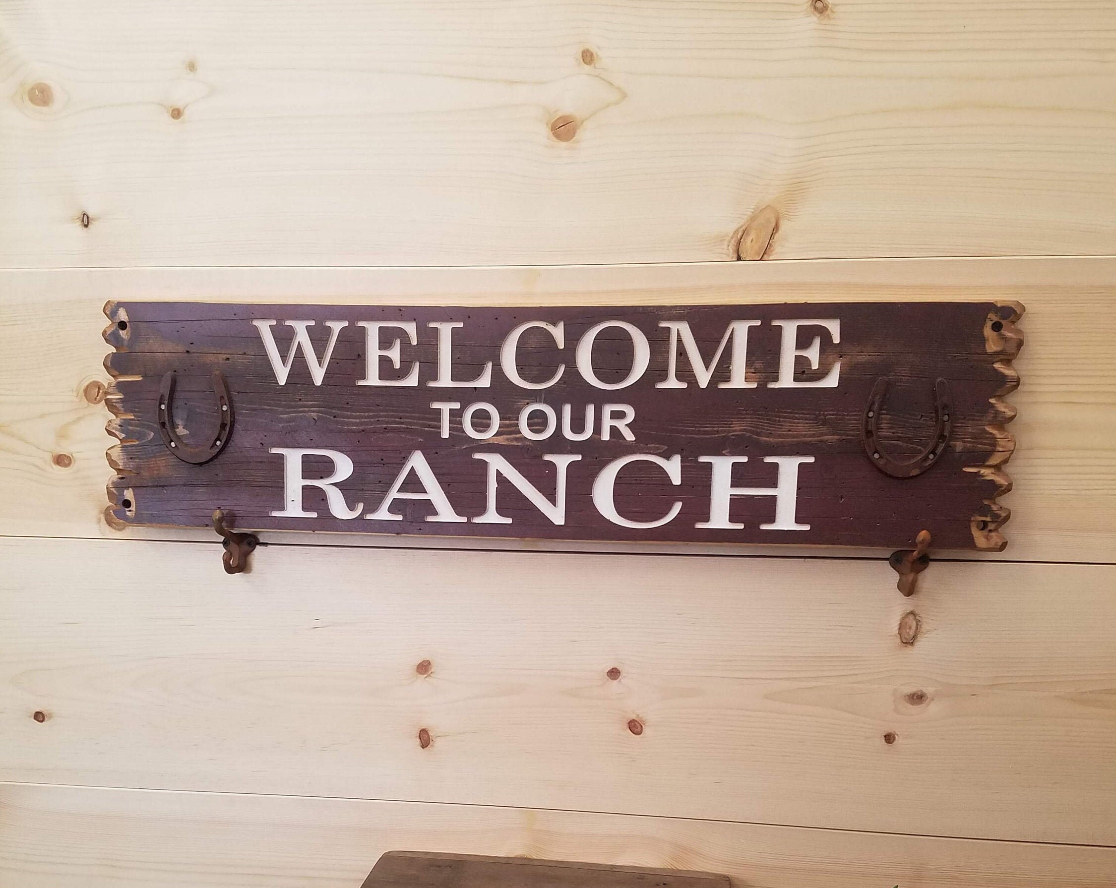 WELCOME to our RANCH Rustic Carved Wood Sign, Western décor, Bunk House ...