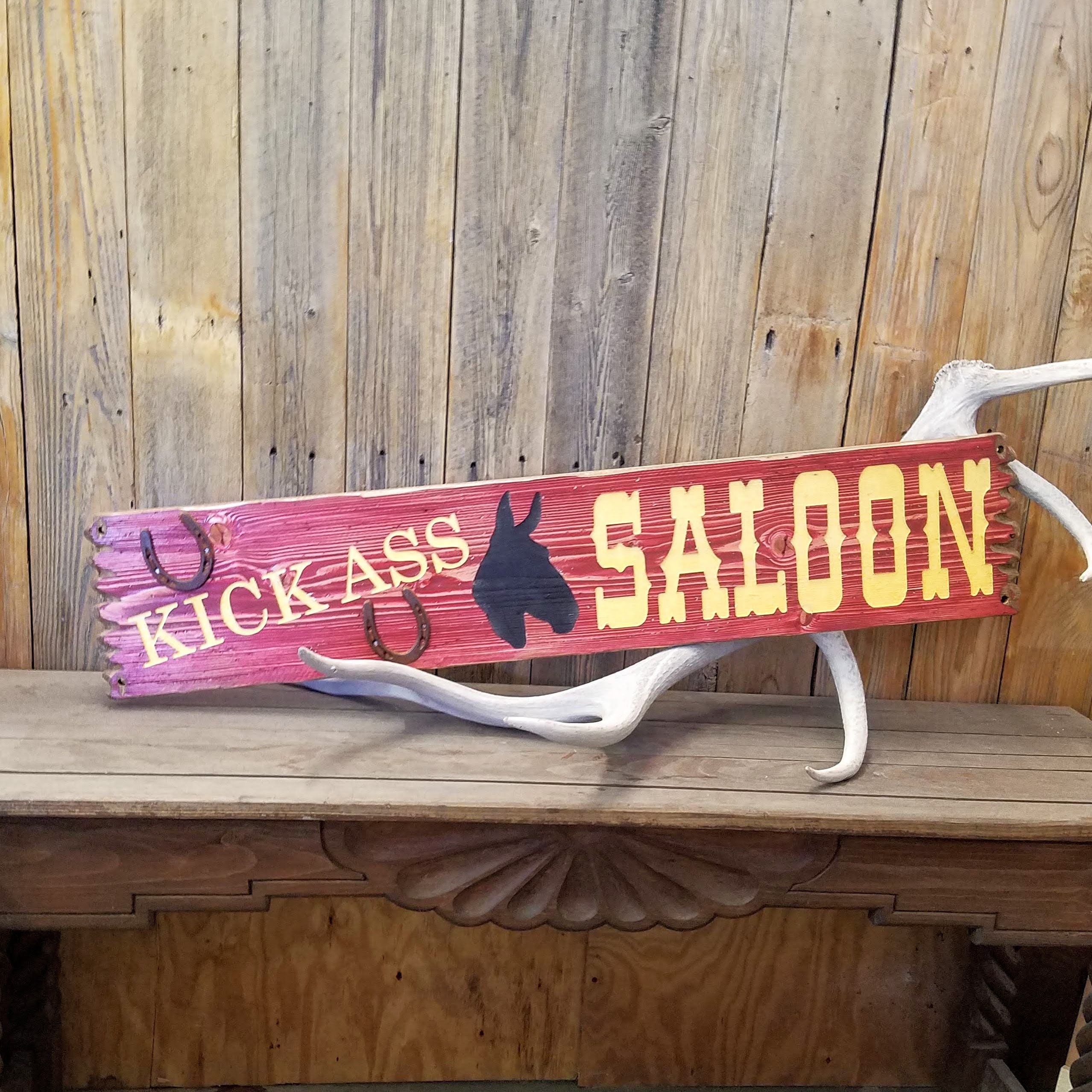 KICK ASS Saloon/rustic Carved Wood Sign/bar/tavern/man | Etsy