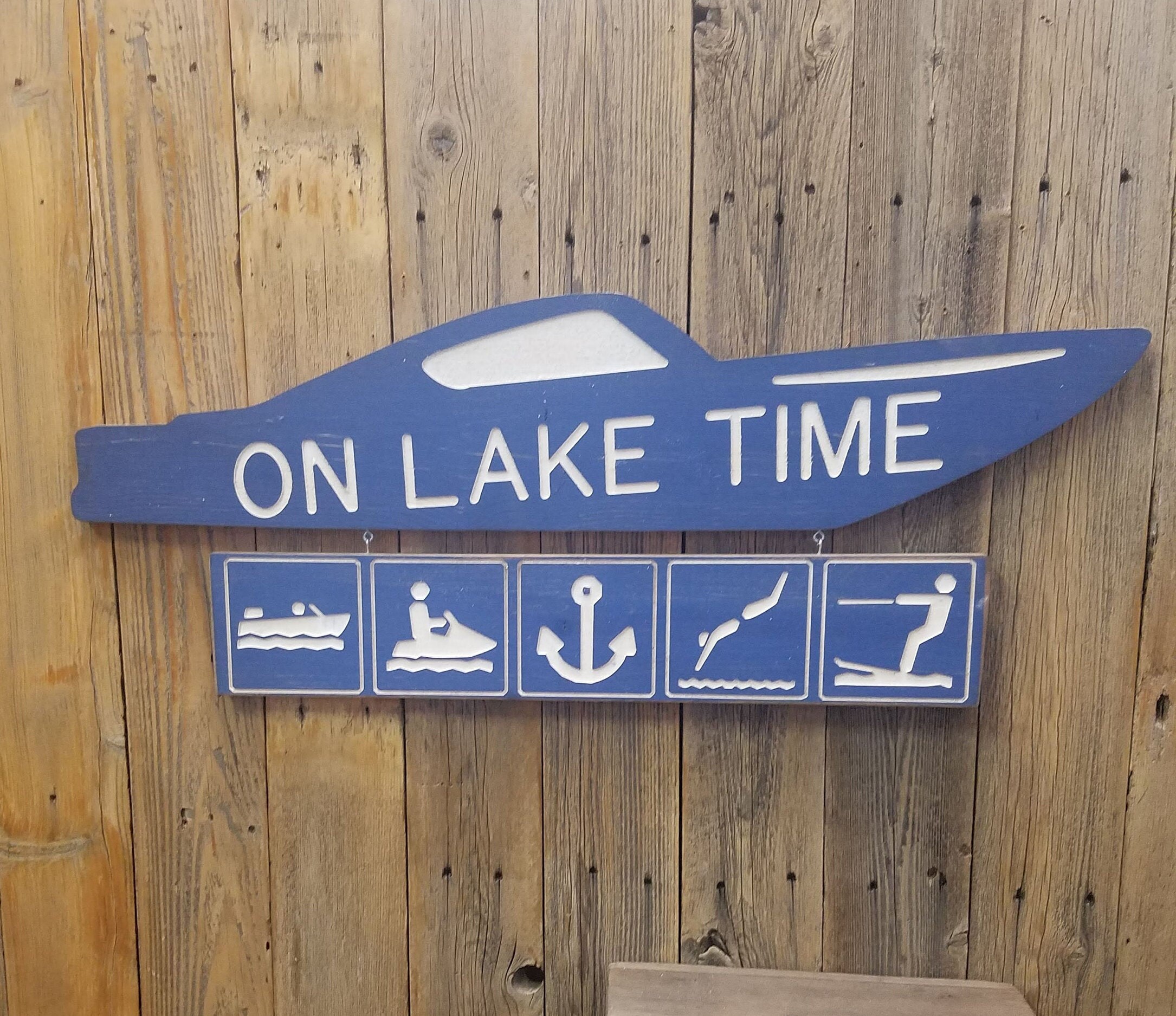 On Lake Time Engraved Wood Sign, Lake House sign, Boat Dock, Marina ...