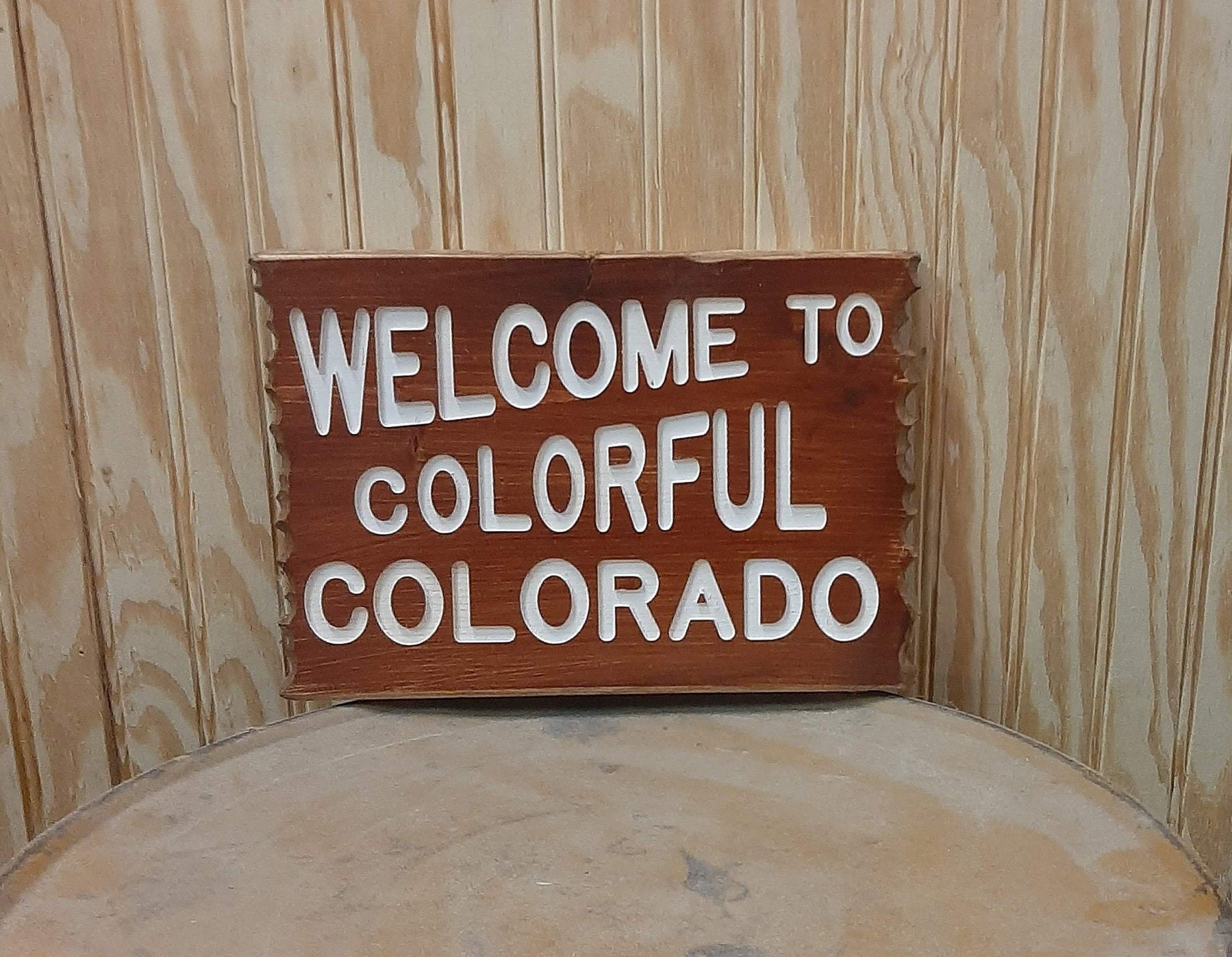 Small Welcome To Colorful Colorado Carved Rustic Wood Sign | Etsy