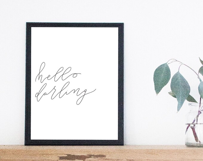 Hello Darling Print, Digital Download, Minimalist Print, Office Decor ...