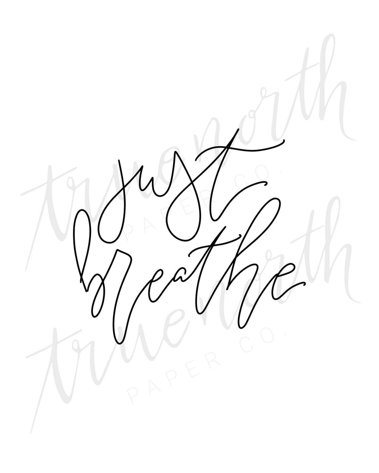 Just Breathe Poster Printable Wall Art Inspirational Quote | Etsy