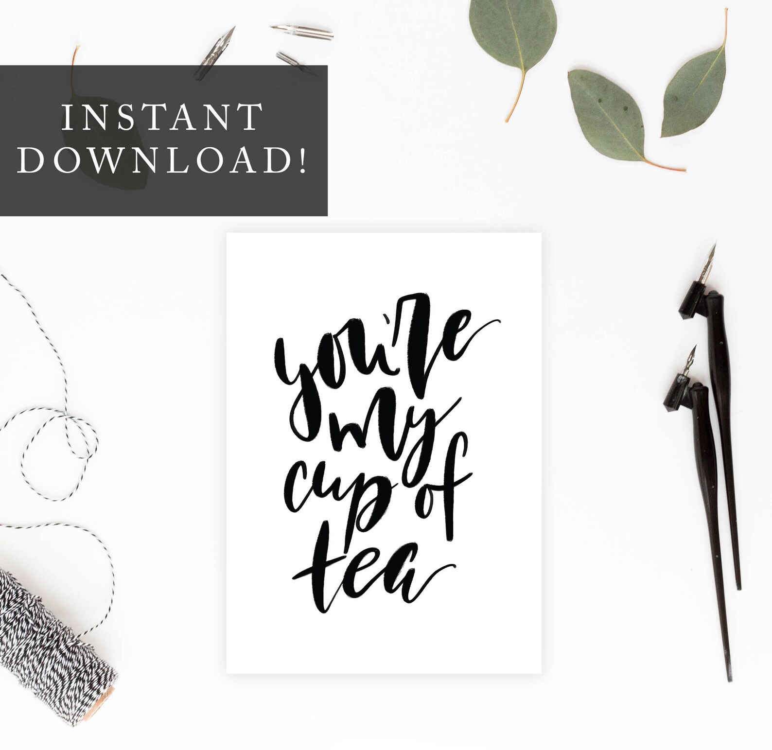 You're My Cup of Tea Printable 5x7 Card, Valentines Day, Anniversary ...
