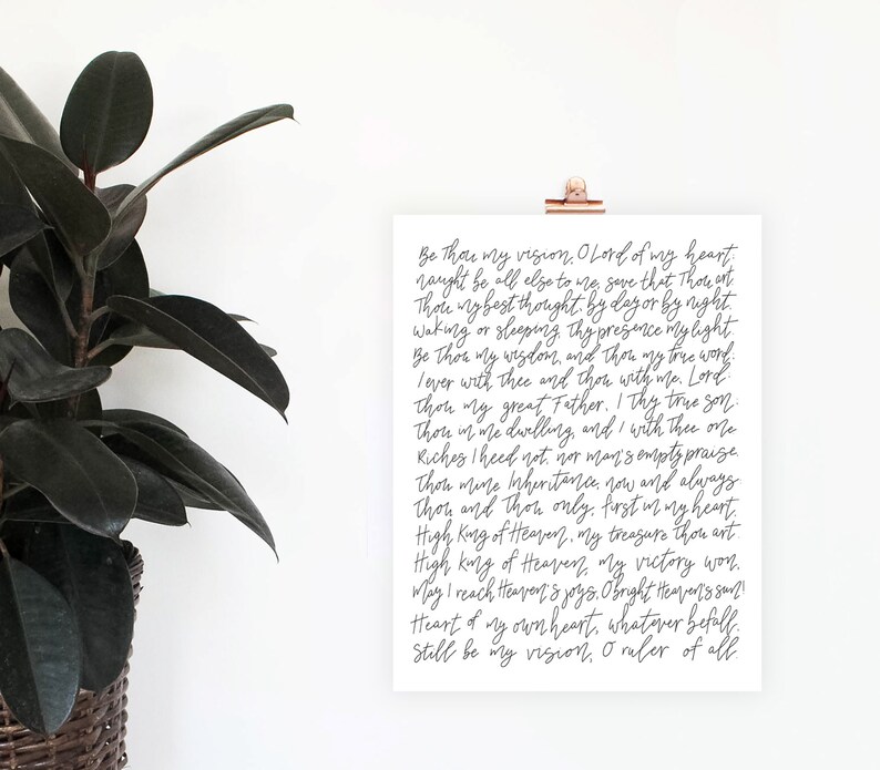 Be Thou My Vision Print, Digital Download, Hymn Wall Art, Simple Home ...