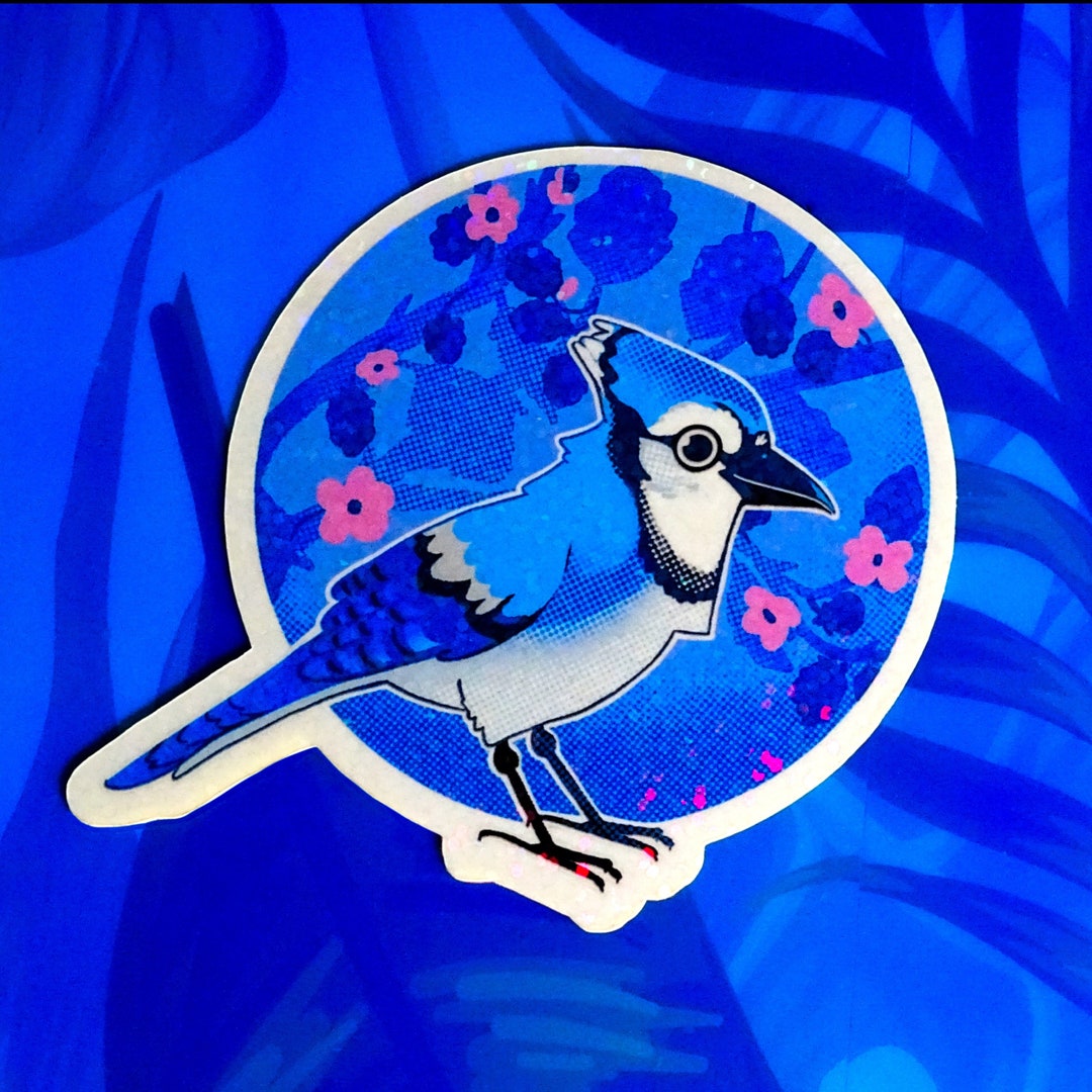 Blue Jay Sparkly Sticker Glitter Bird Decal, Cute Nature Art, Wildlife ...