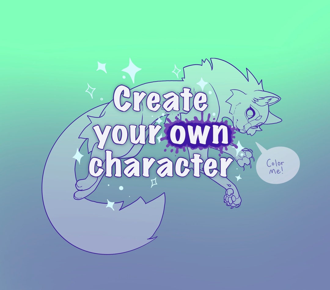Cat Character Base - Digital DIY Customizable Art / Coloring Sheet - Etsy