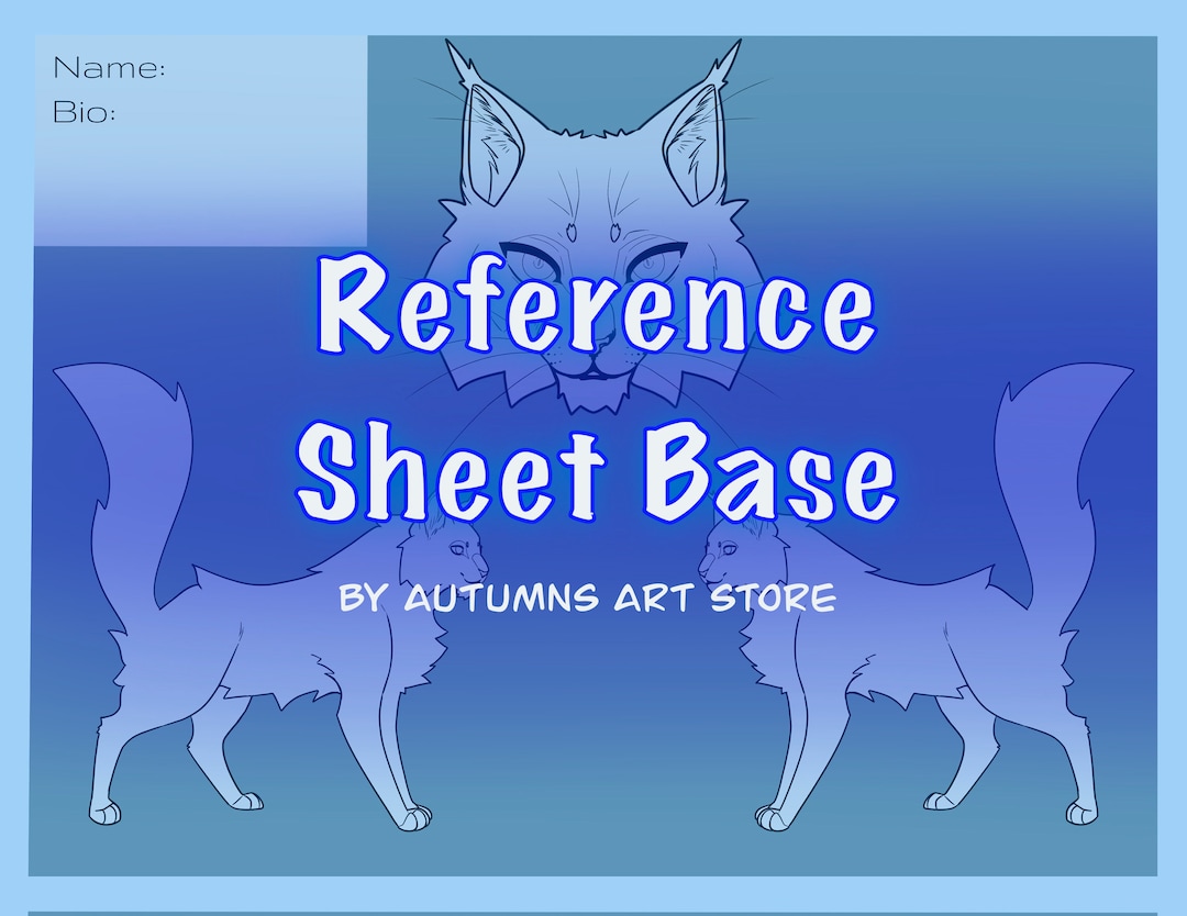Cat Reference Sheet Base - DIY Customizable Art / Coloring Sheet - Etsy