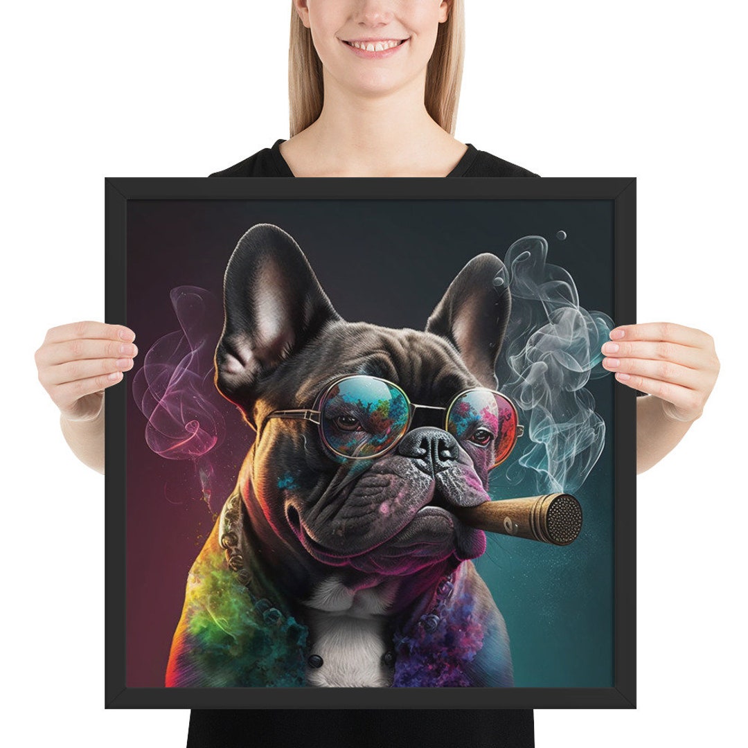 Smoky Frenchie Poster Whimsical French Bulldog Wall Art for Pet Lovers ...