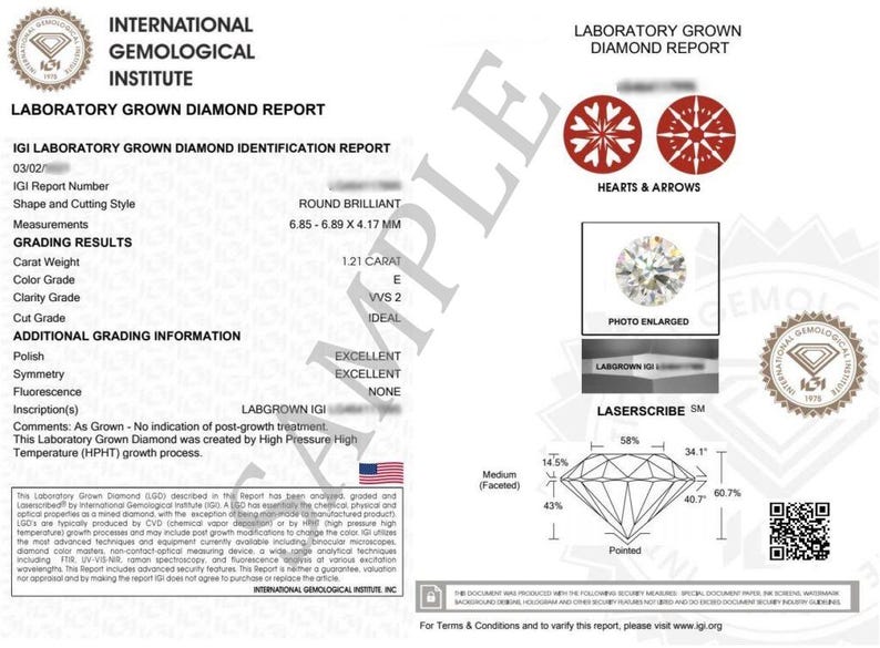 6 Ct Princess Cut Lab Grown Diamond, E Color, VVS2 Clarity, IGI ...