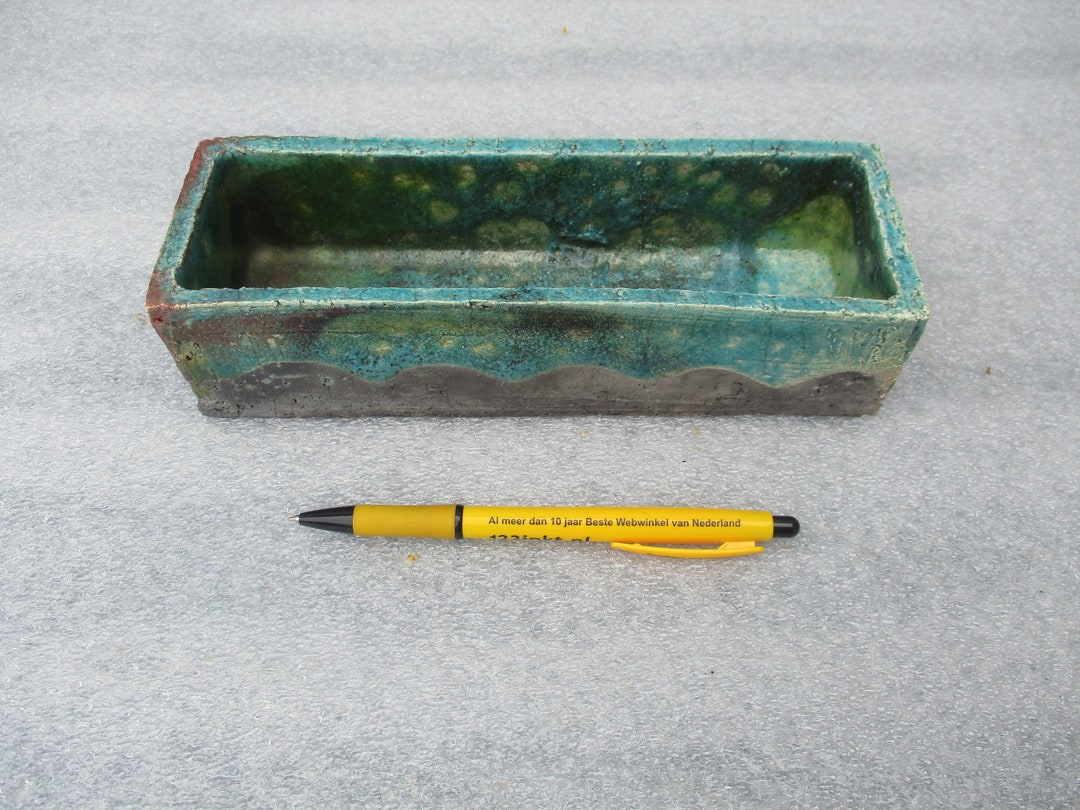 Raku Ceramics, Iron Fired and Egyptian Blue, Bonsai Container Ca 1980 ...