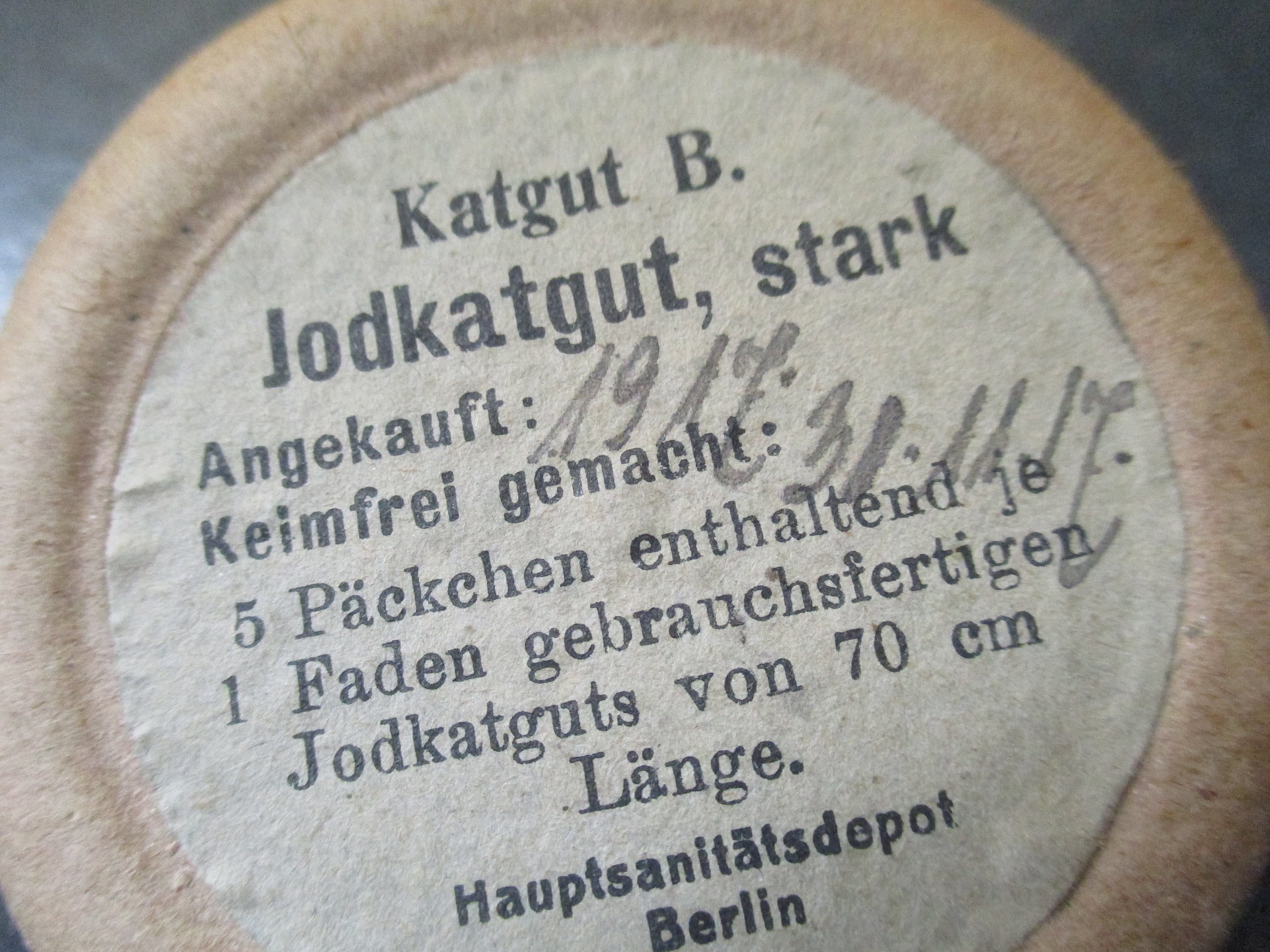 Iodine-catgut B, Suture From WW1, Purchased in 1917, Germany. unopened ...