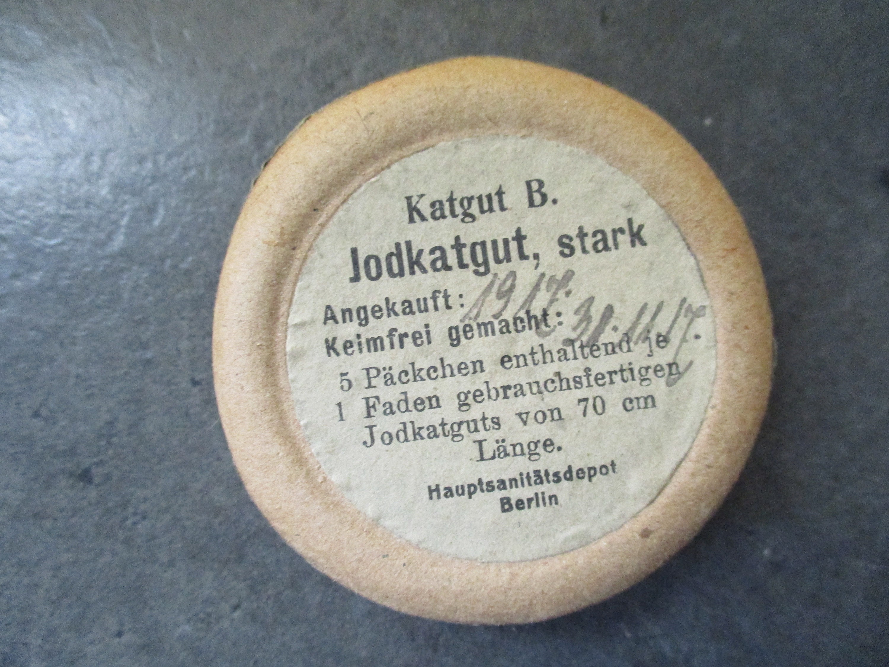 Iodine-catgut B, Suture From WW1, Purchased in 1917, Germany. unopened ...