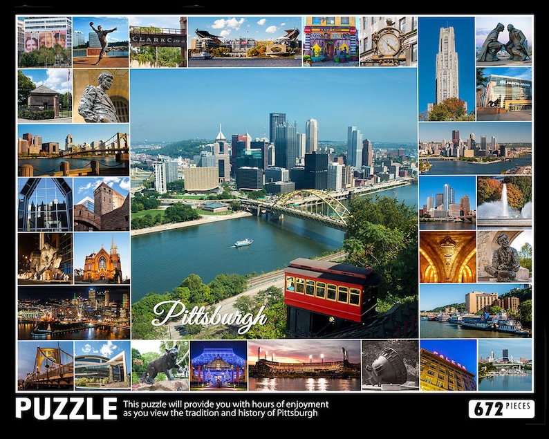 Pittsburgh Collage Puzzle 672 Pieces Pittsburgh Jigsaw - Etsy