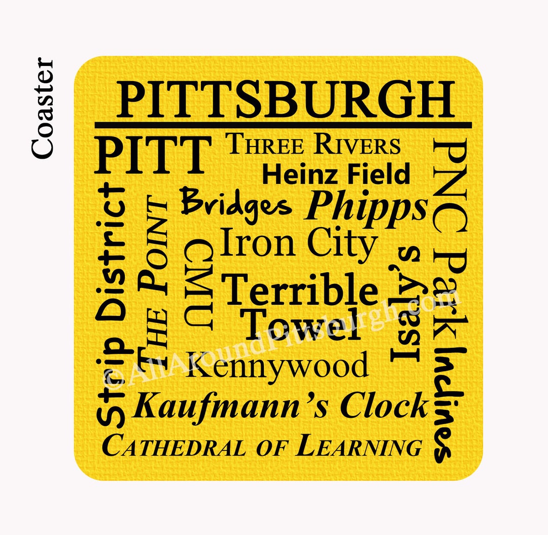 Pittsburgh Words Coaster - Pittsburgh Coaster - Etsy
