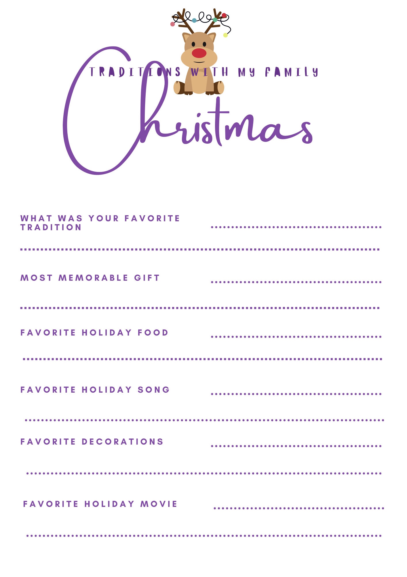 Family Traditions Printable - Etsy