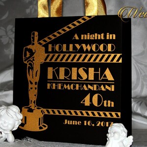 20 Gold Hollywood Party Favor Bags Custom Movie Theme Gift Bags ...