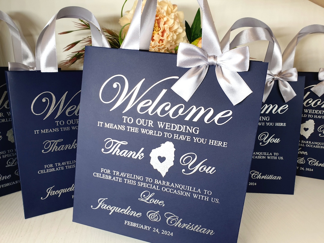 50 Welcome Gift Bags for Destination Wedding, Custom Hotel Paper Bags ...