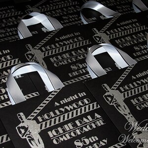 35 Hollywood Birthday Gift Bags With Oscar, Silver Ribbon and Tag ...