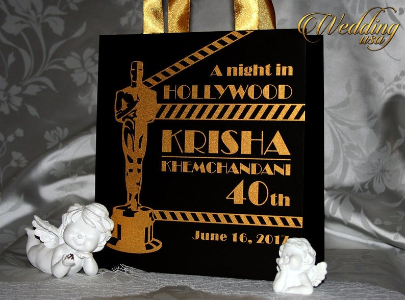 20 Gold Hollywood Party Favor Bags Custom Movie Theme Gift - Etsy
