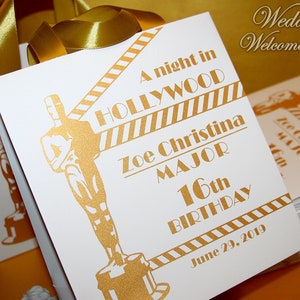 20 Gold Hollywood Party Favor Bags Custom Movie Theme Gift Bags ...
