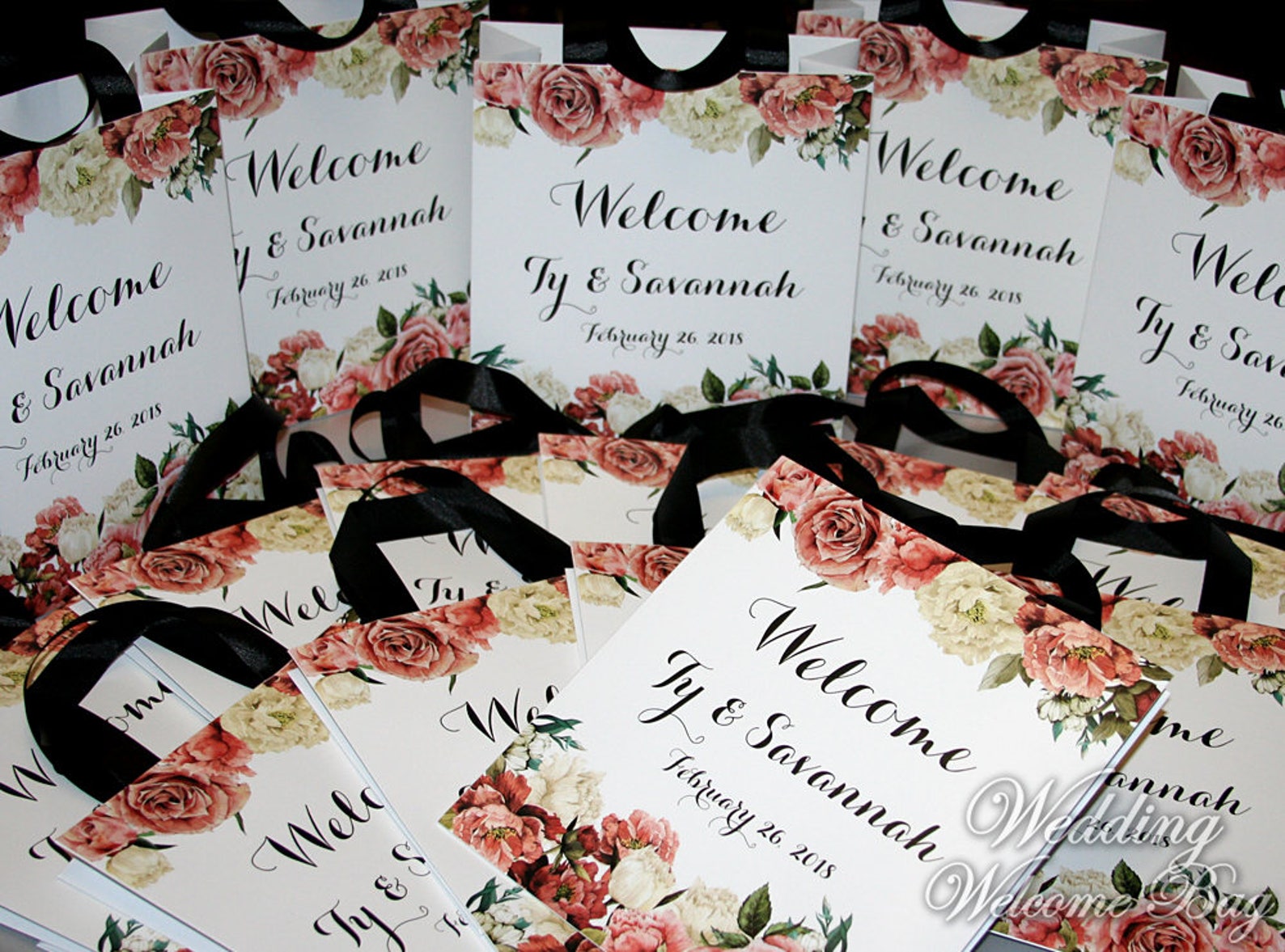 Welcome Gift Bags With Ribbon and Name Custom Hotel | Etsy