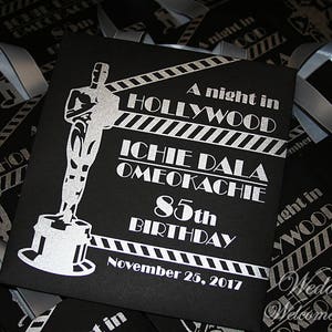 35 Hollywood Birthday Gift Bags With Oscar, Silver Ribbon and Tag ...