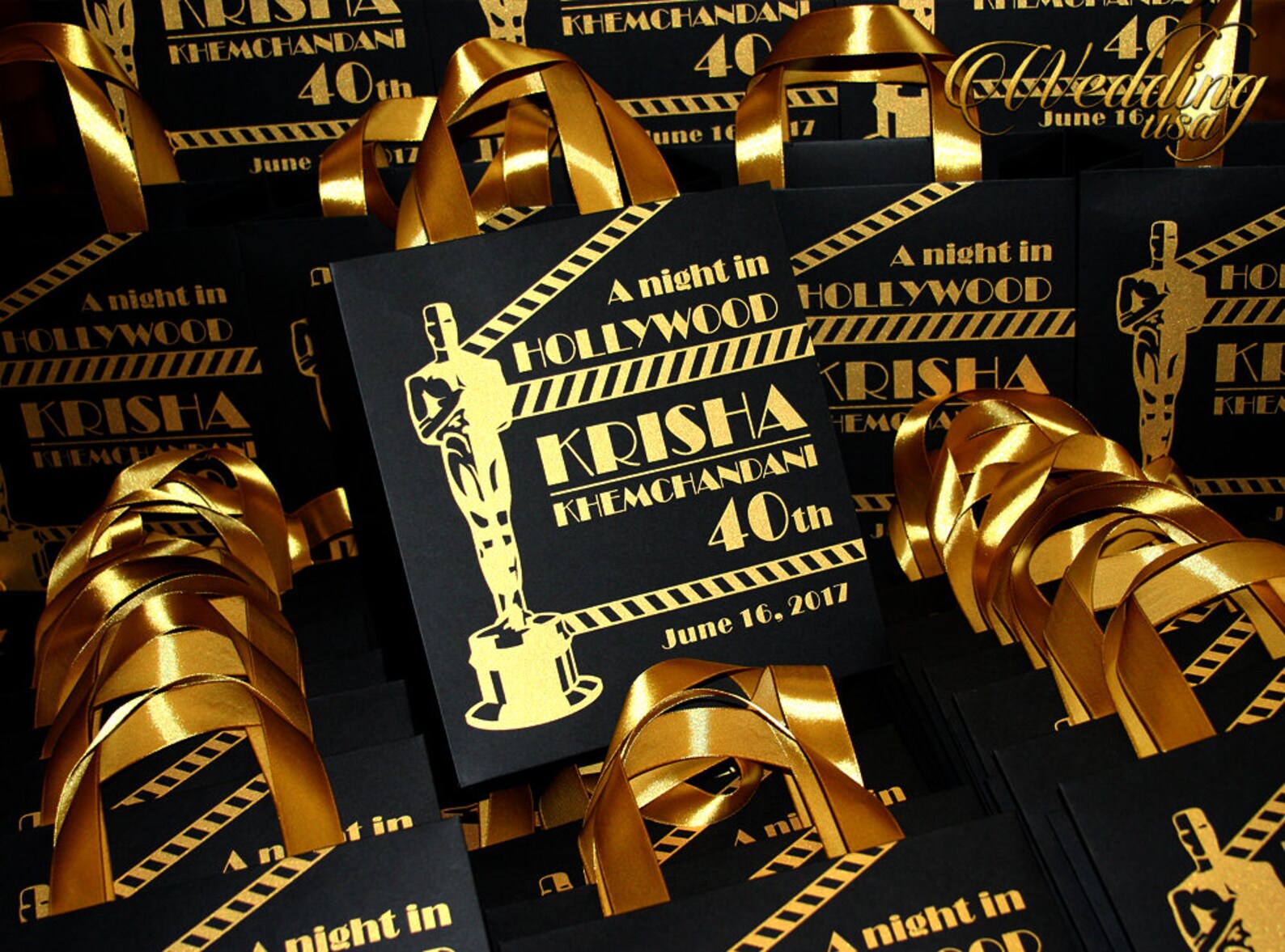 20 Gold Hollywood Party Favor Bags Custom Movie Theme Gift - Etsy