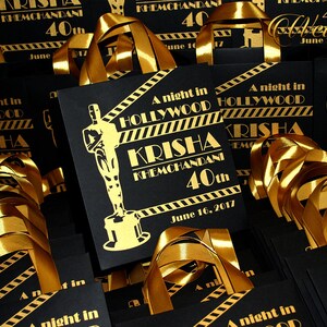 20 Gold Hollywood Party Favor Bags Custom Movie Theme Gift Bags ...