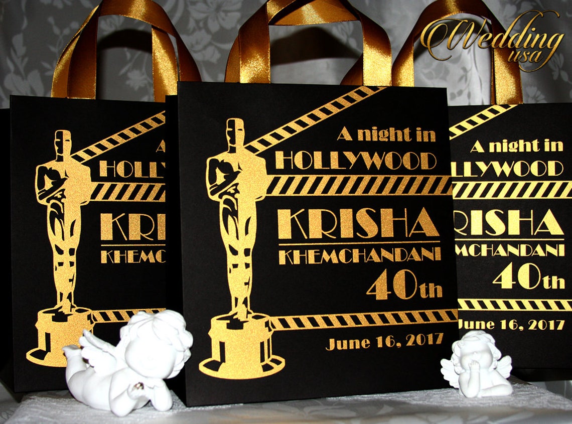 20 Gold Hollywood Party Favor Bags Custom Movie Theme Gift | Etsy