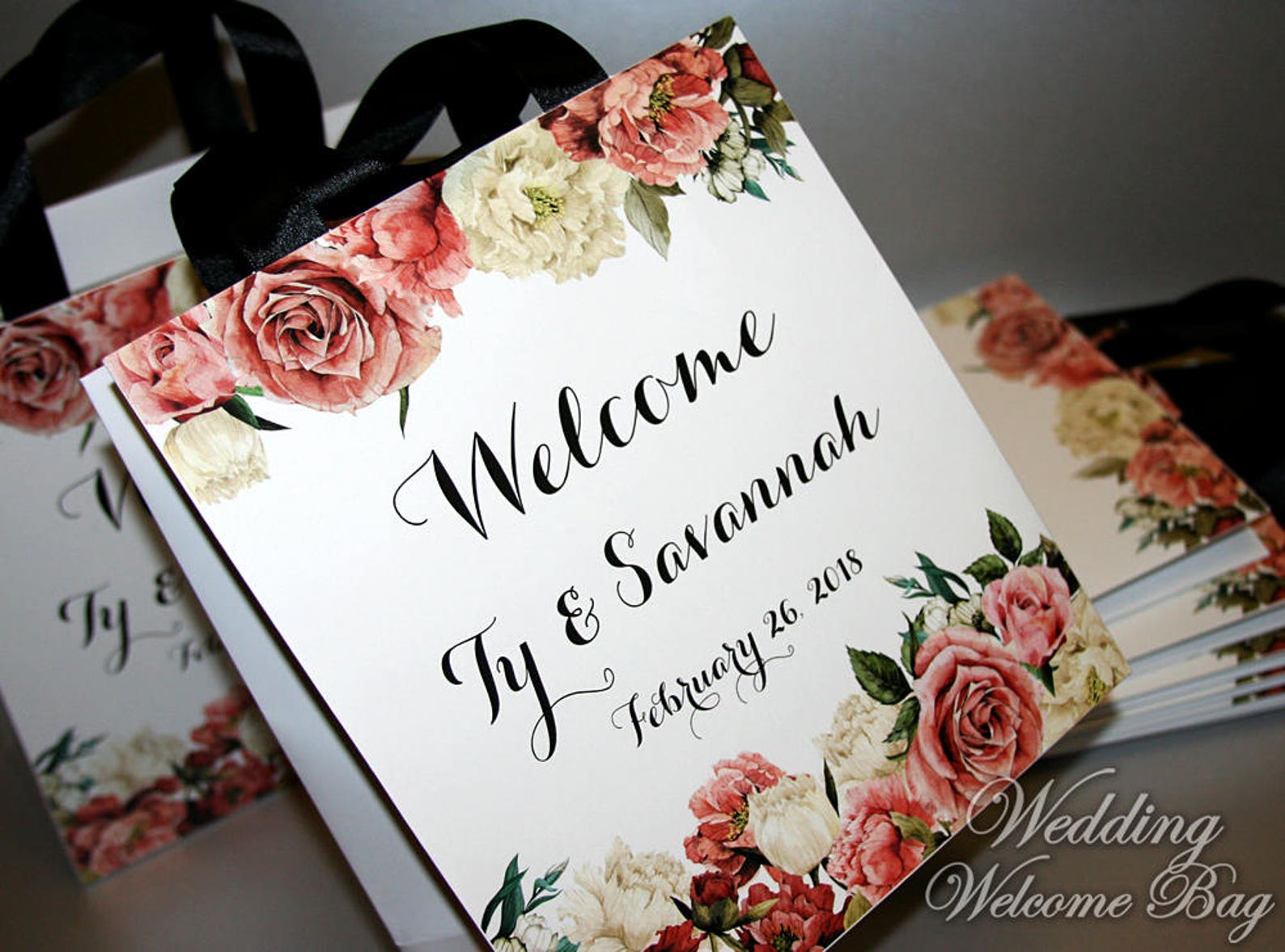 Welcome Gift Bags With Ribbon and Name Custom Hotel | Etsy