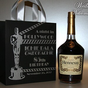 35 Hollywood Birthday Gift Bags With Oscar, Silver Ribbon and Tag ...