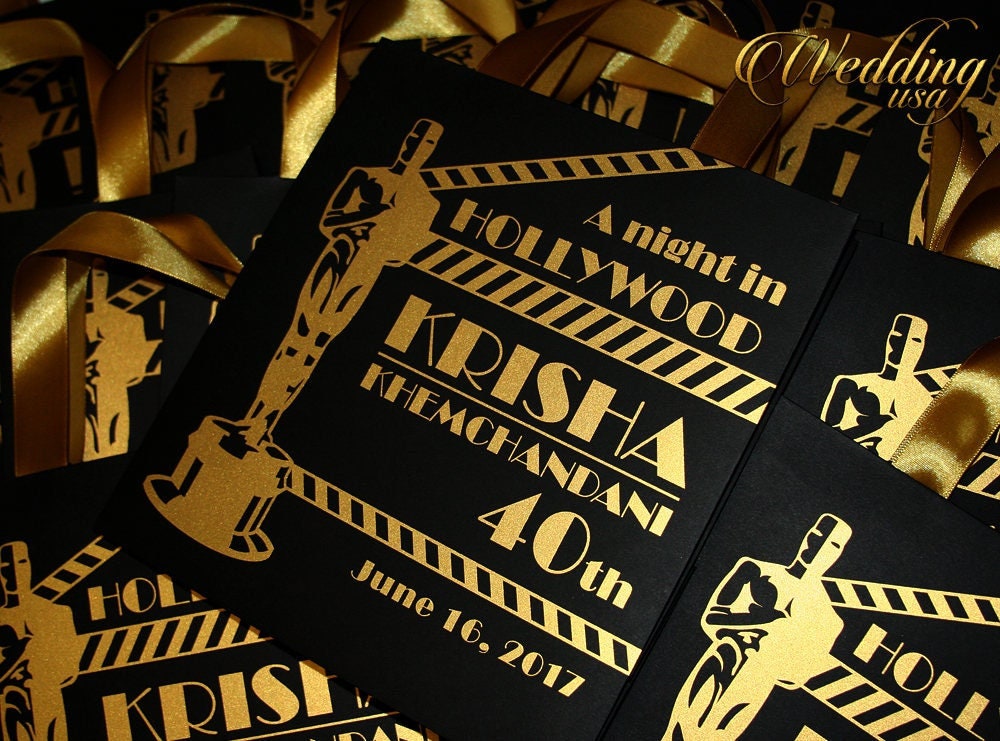 20 Gold Hollywood Party Favor Bags Custom Movie Theme Gift - Etsy