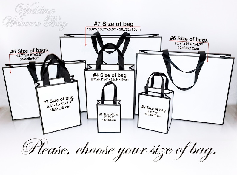 Luxury Monogram Wedding White Gift Bag With Black Border Chic - Etsy