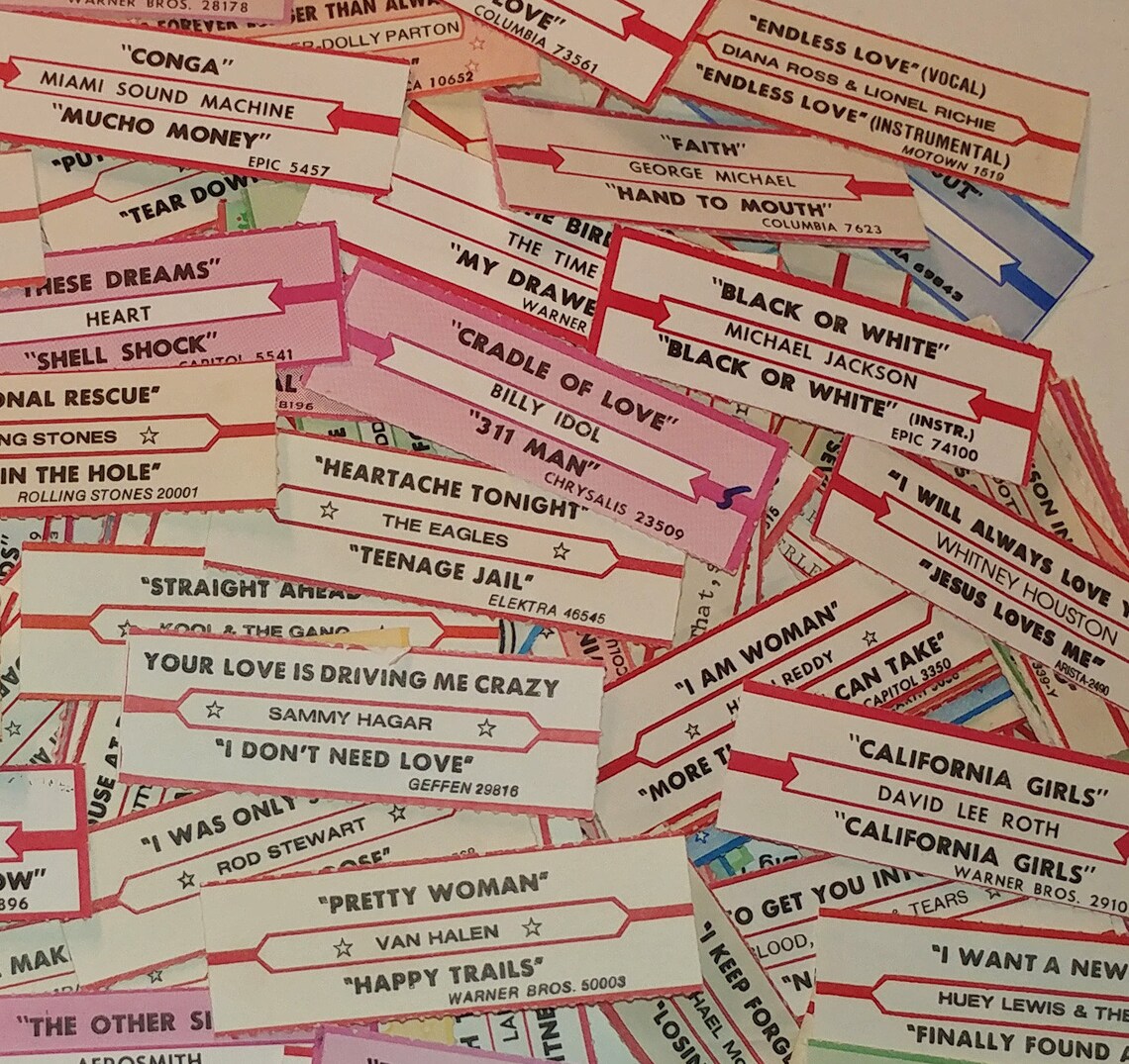 Vintage Jukebox Record Labels / Title Strips - Mixed Lot of 100 From 70 ...