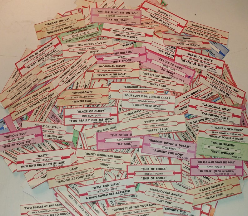 Vintage Jukebox Record Labels / Title Strips - Mixed Lot of 100 From 70 ...