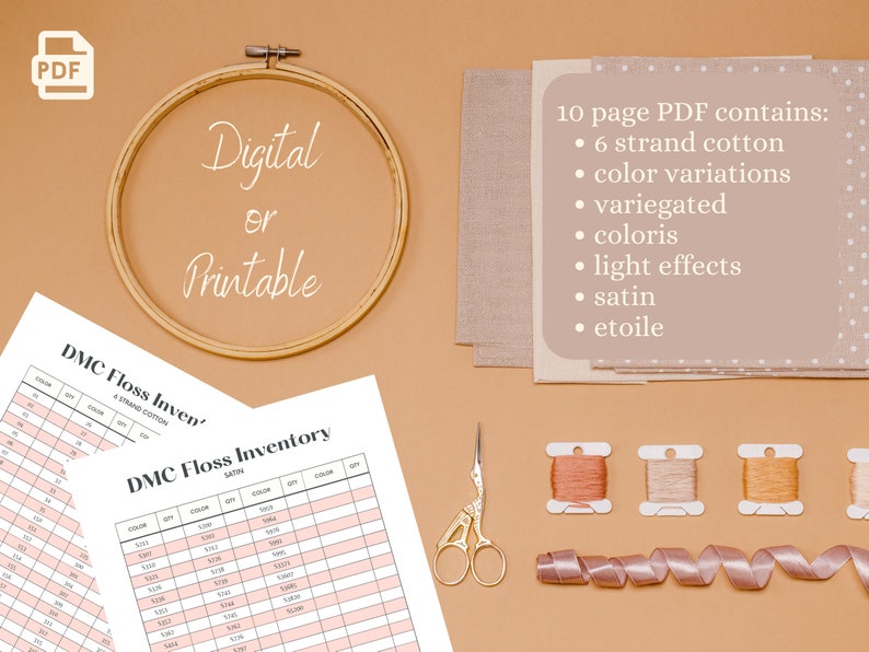 Floss Inventory Chart, Peaches and Cream Colorway, for Cross Stitch ...