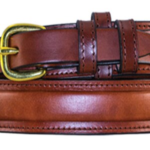 Men's Genuine Lite Brown Leather Ranger Style Belt Amish Crafted Made ...
