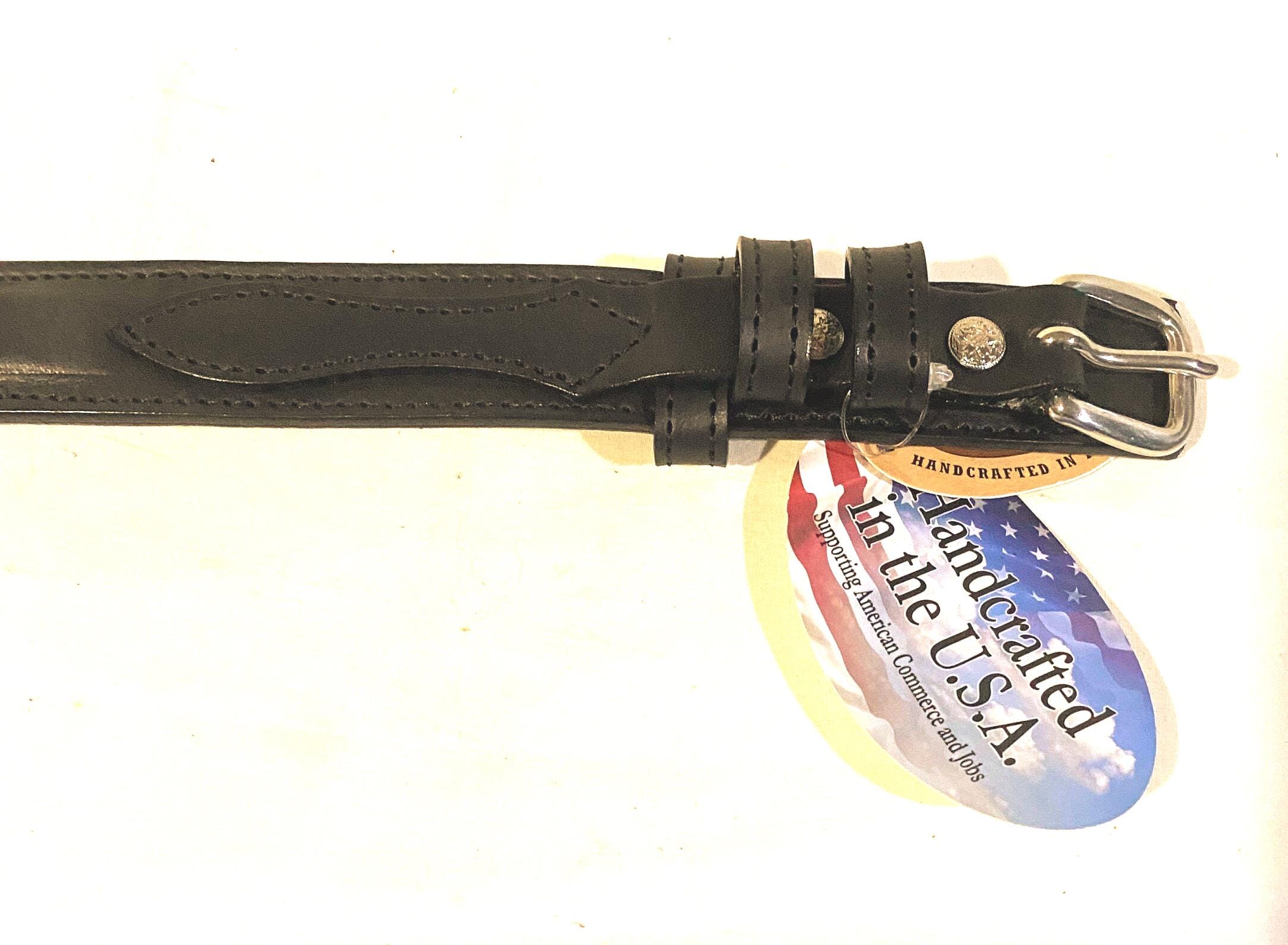 Men's Genuine Black Leather Ranger Style Belt Amish Hand Crafted Made ...