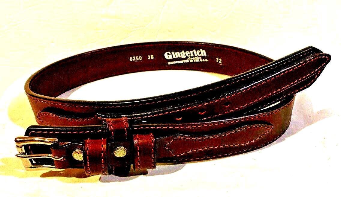 Men's Genuine Brown Leather Ranger Style Belt Amish Crafted in USA - Etsy