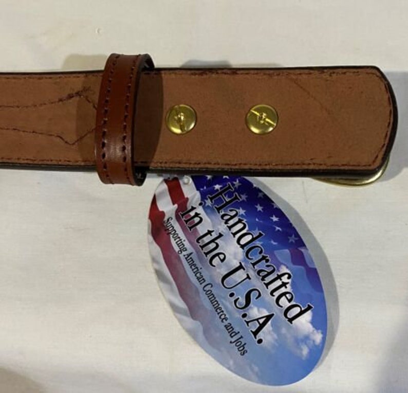 Men's Genuine Lite Brown Leather Ranger Style Belt Amish Crafted Made ...