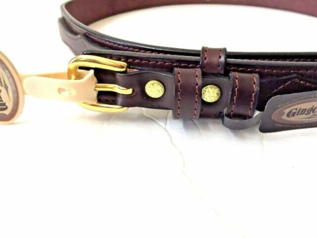 Men's Genuine Dark Brown Leather Ranger Style Belt Amish Crafted Made ...