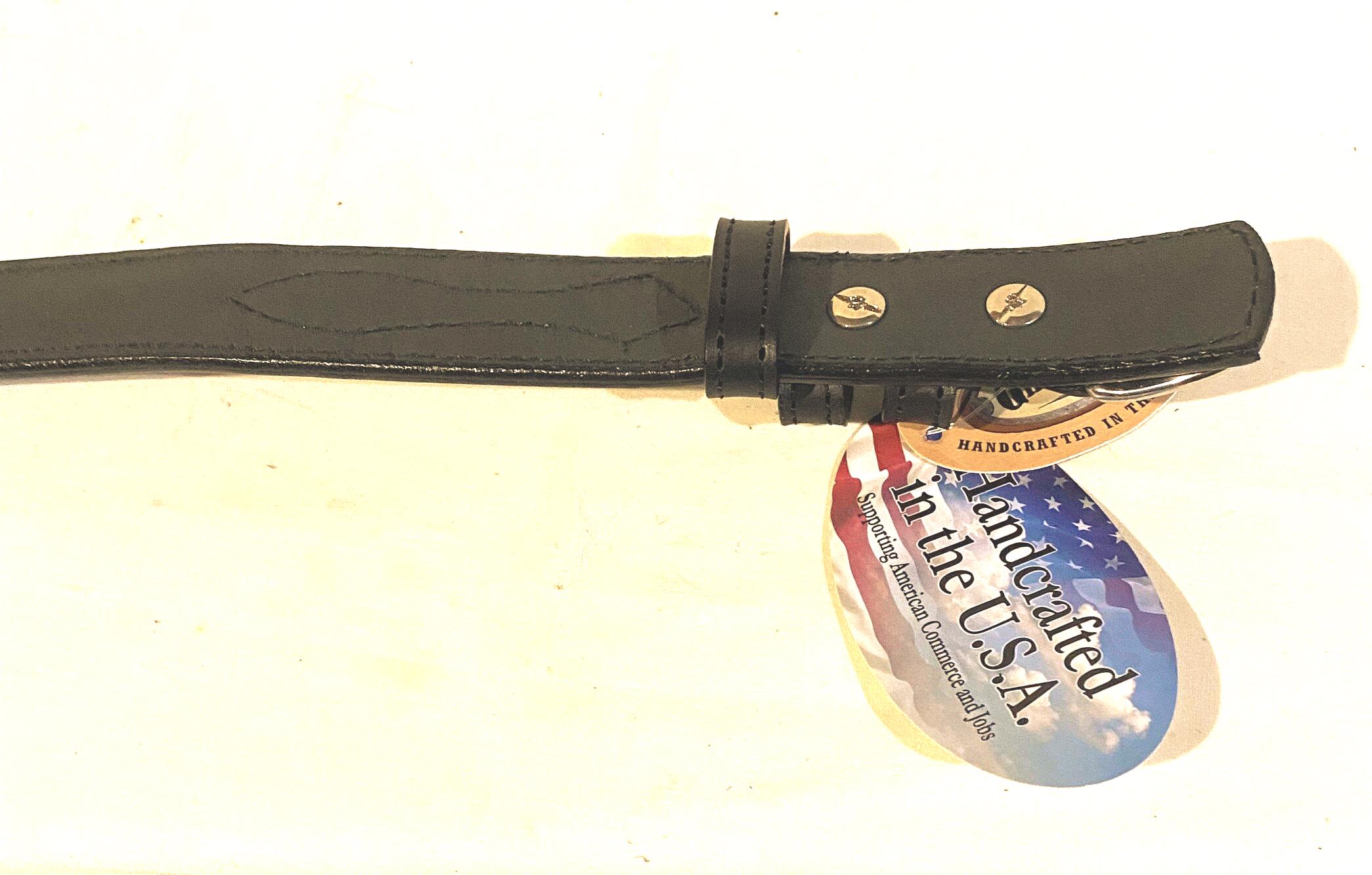 Men's Genuine Black Leather Ranger Style Belt Amish Hand Crafted Made ...