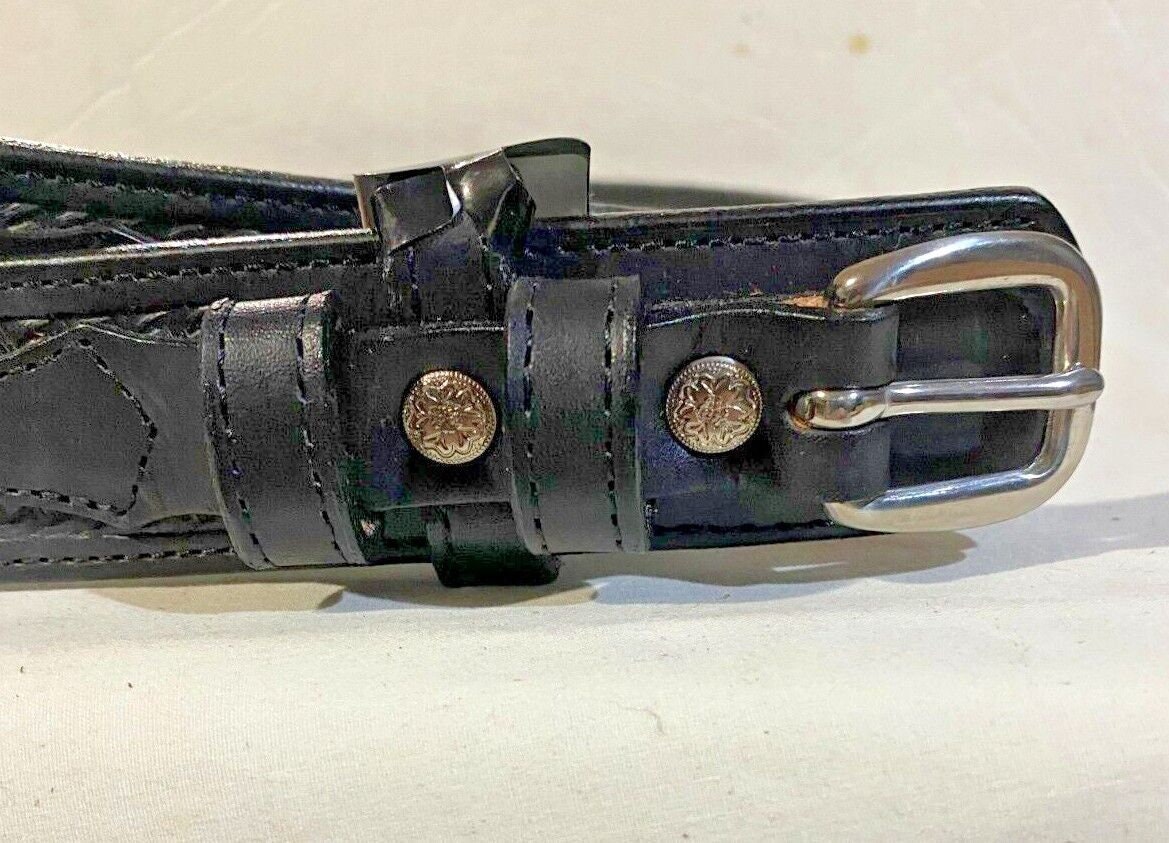 Men's Genuine Black Leather Ranger Style Belt Amish Hand - Etsy