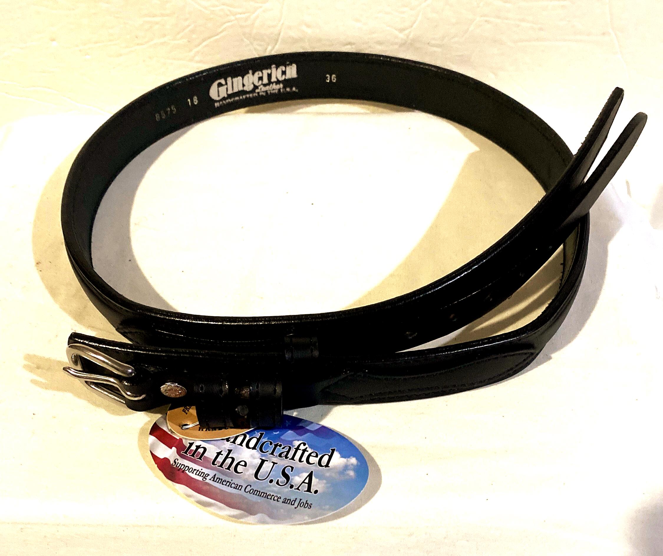 Men's Genuine Black Leather Ranger Style Belt Amish Hand Crafted Made ...