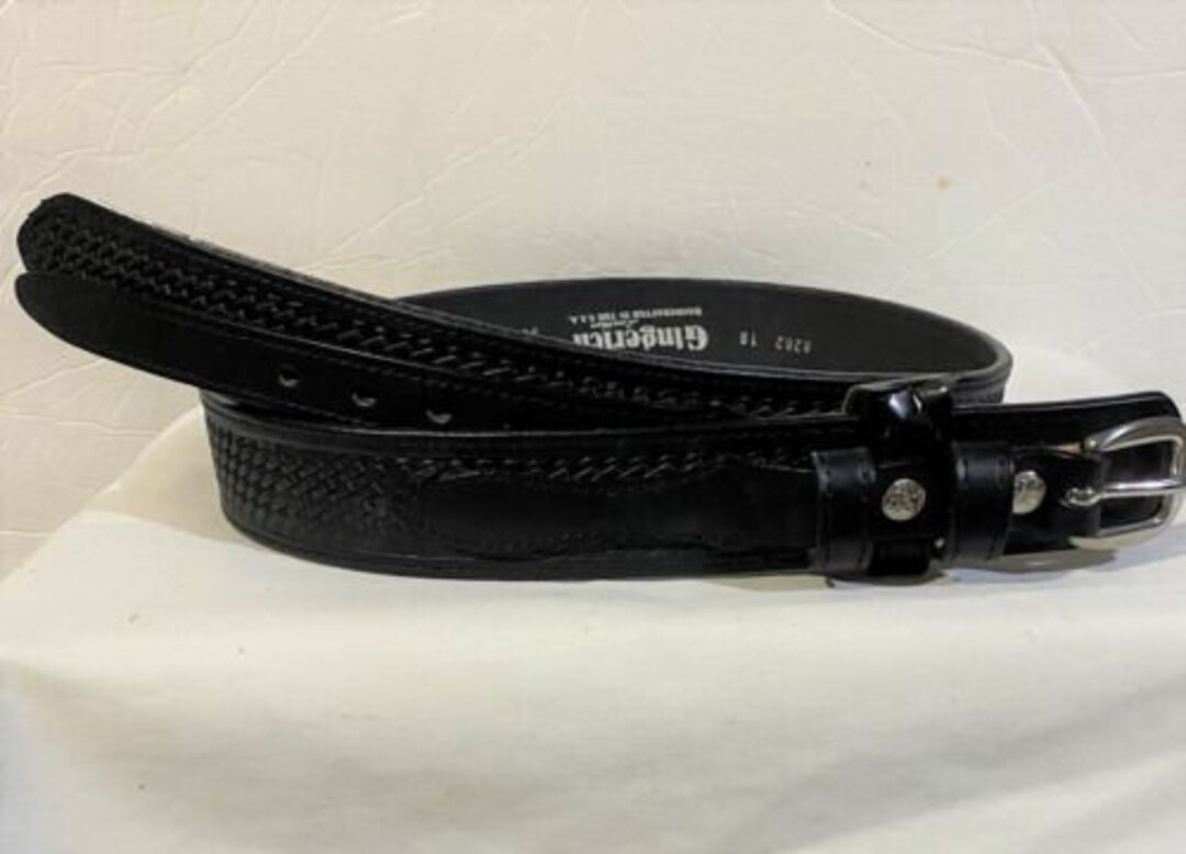 Men's Genuine Black Leather Ranger Style Belt Amish Hand - Etsy