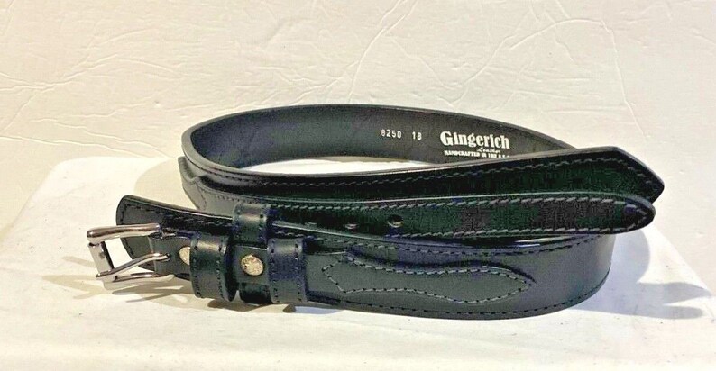 Men's Genuine Black Leather Ranger Style Belt Amish Hand Crafted in the ...