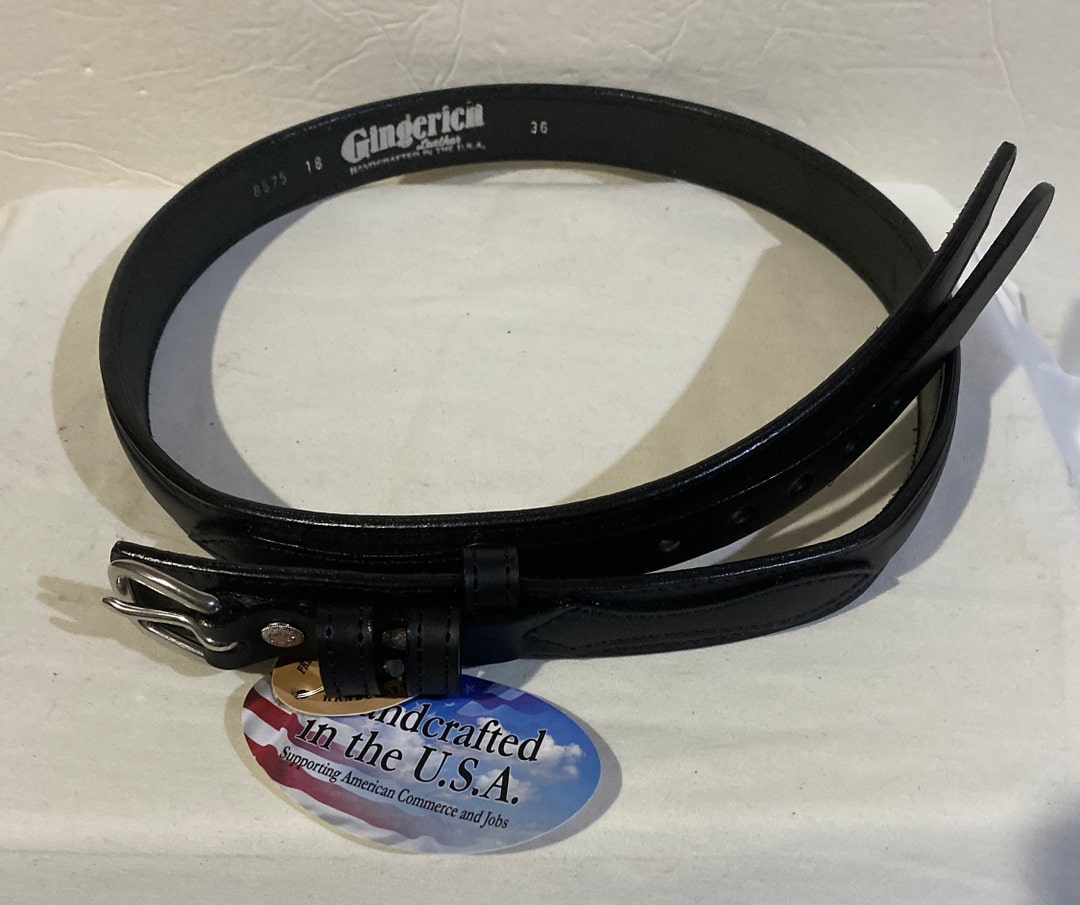 Men's Genuine Black Leather Ranger Style Belt Amish Hand Crafted Made ...